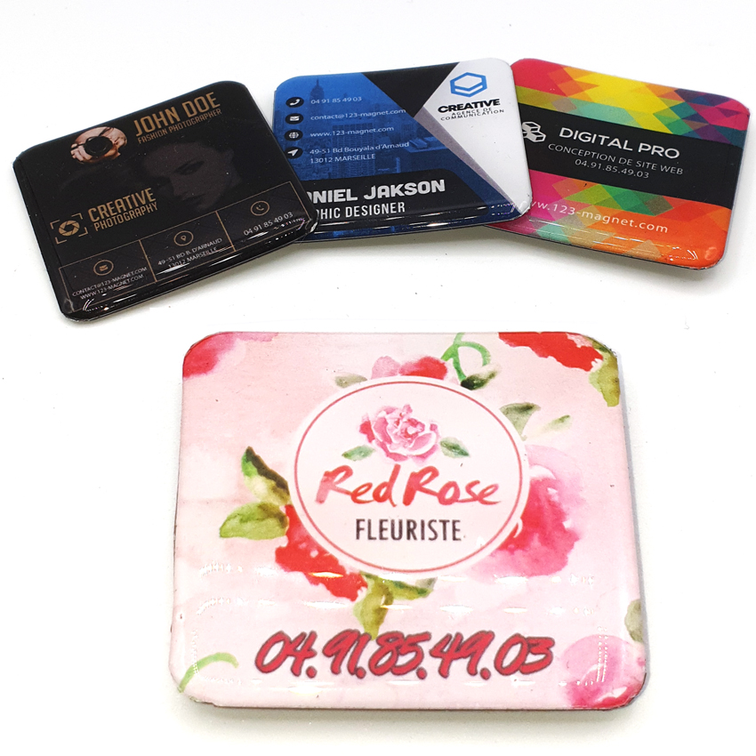 magnet doming carré - magnets personnalisés avec résine époxy - 123 Magnet